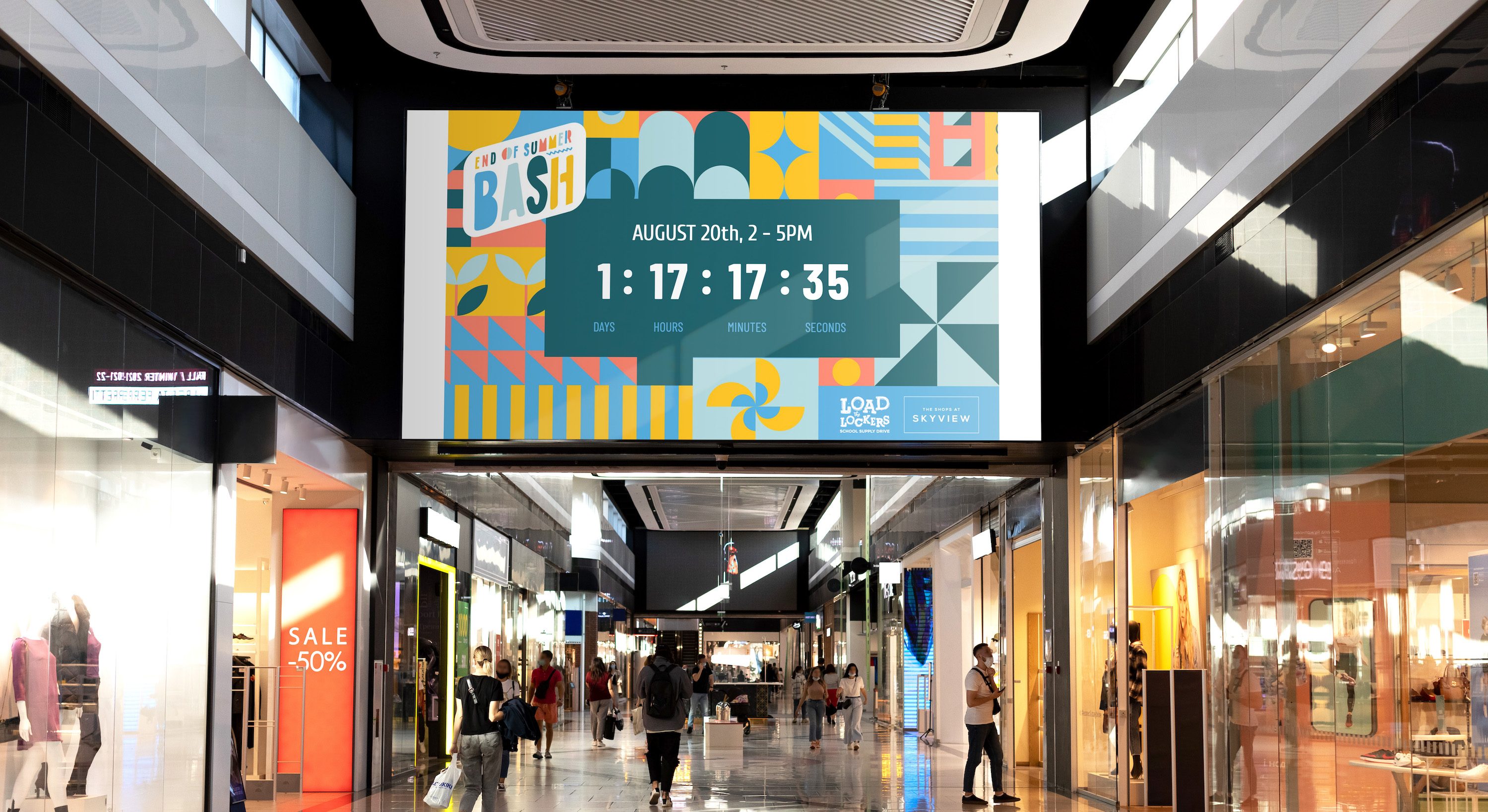 Countdown Clock Digital Signage Content in Mall Venue