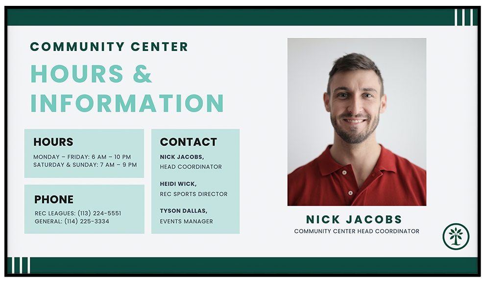 How a community center uses data-driven custom digital signage content