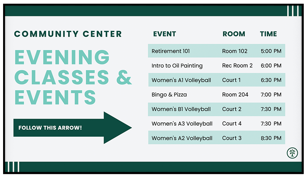 How a community center uses data-driven custom digital signage content