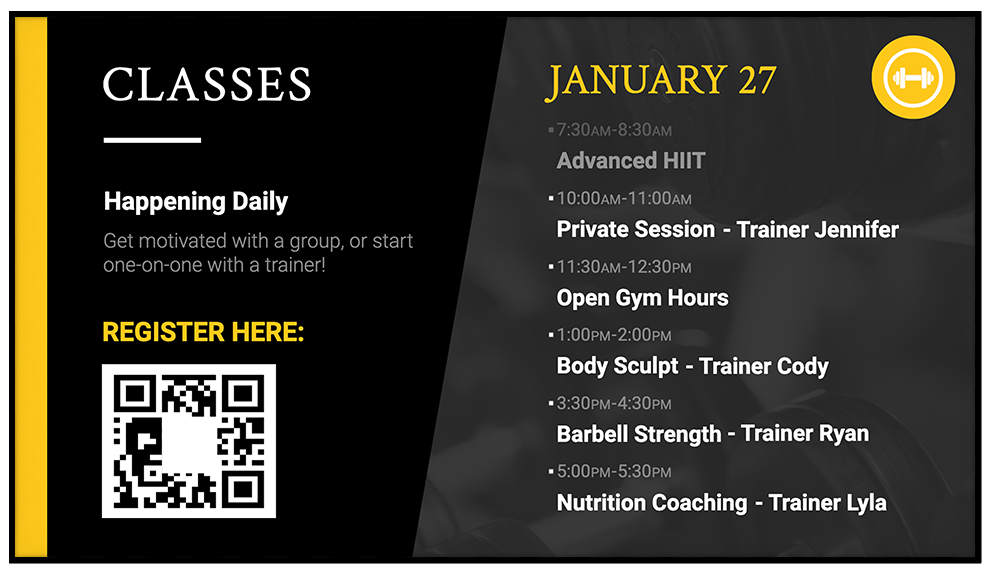 How a fitness center uses data-driven custom digital signage content