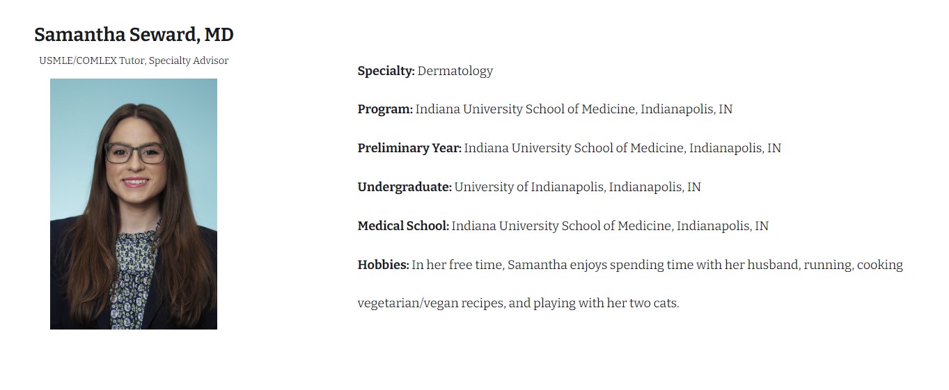 Samantha Seward - USMLE Tutor | Specialty Advisor