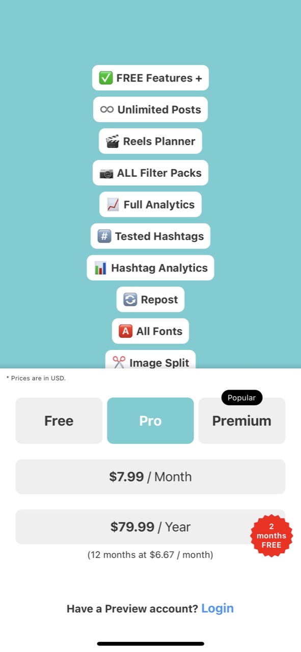 PREVIEW: Planner for Instagram — Paywall Screenshot ($200K/mo)