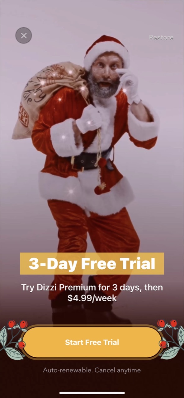 Dizzi: Video Effects & Filters — Paywall Screenshot ($100K/mo)