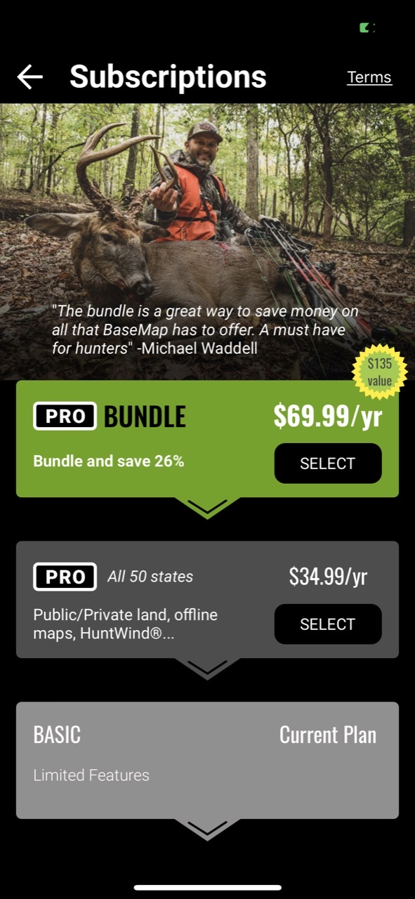 BaseMap: Hunting GPS Maps — Paywall Screenshot ($100K/mo)