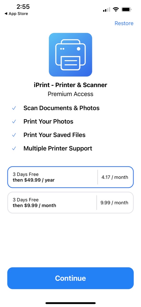 Smart Printer App & Scanner — Paywall Screenshot ($90K/mo)