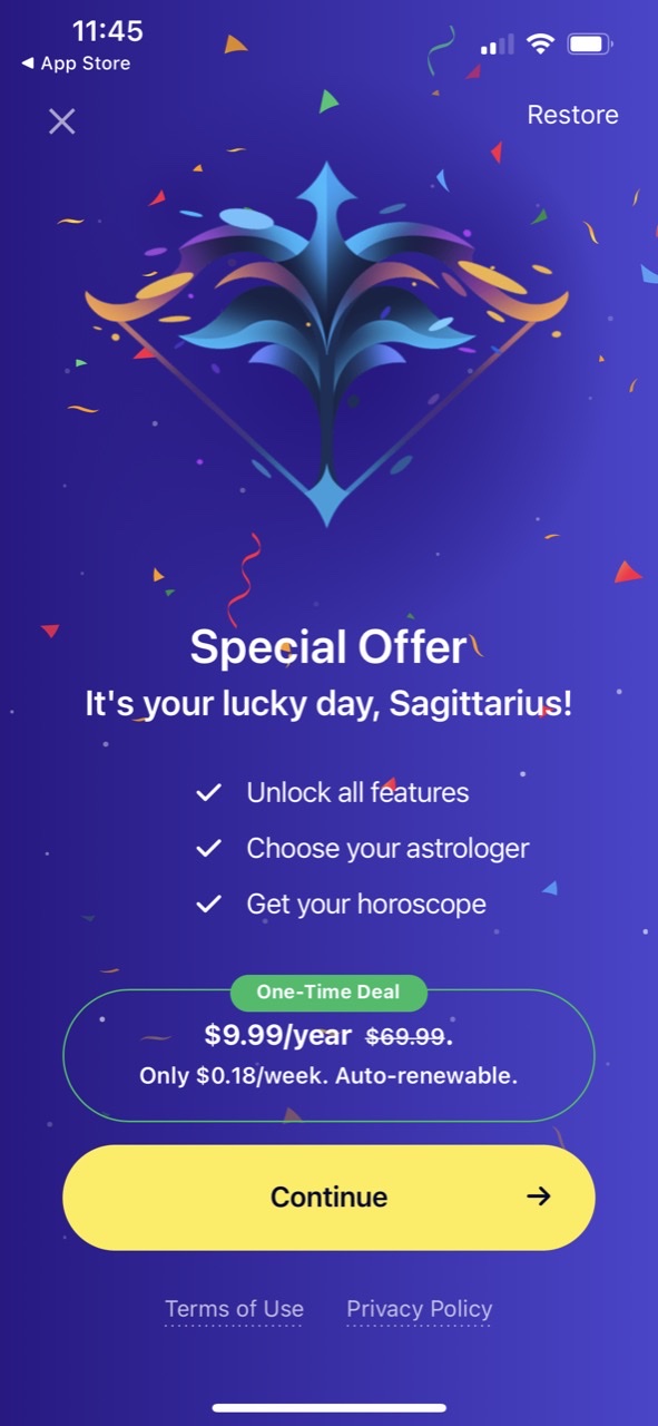Futurio: Horoscope & Astrology — Paywall Screenshot ($200K/mo)
