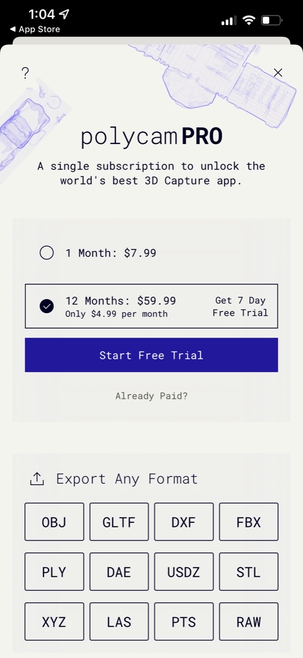 Polycam - LiDAR & 3D Scanner — Paywall Screenshot ($200K/mo)