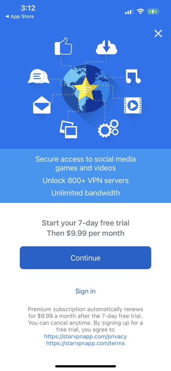 Star VPN: Unlimited WiFi Proxy — Paywall Screenshot ($50K/mo)