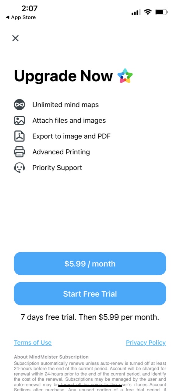 Mind Mapping - MindMeister — Paywall Screenshot ($50K/mo)
