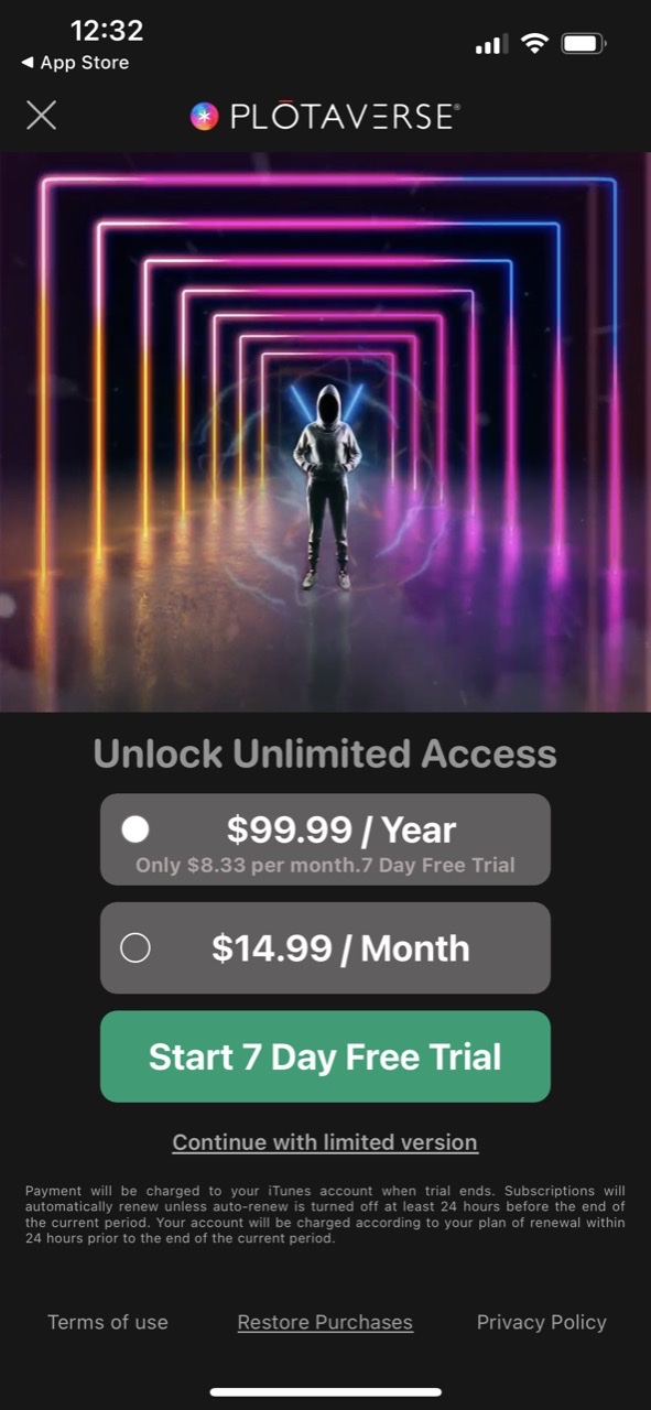 PLOTAVERSE • Creative Apps Kit — Paywall Screenshot ($20K/mo)