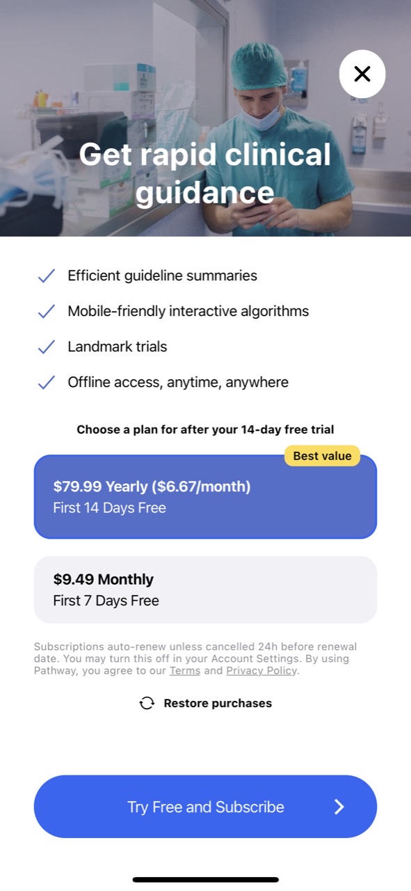 Pathway – Medical Knowledge — Paywall Screenshot ($60K/mo)