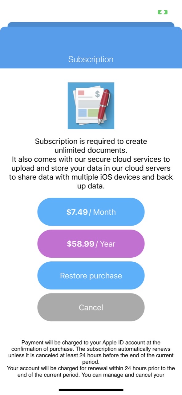 Invoice Maker PRO. — Paywall Screenshot ($9K/mo)