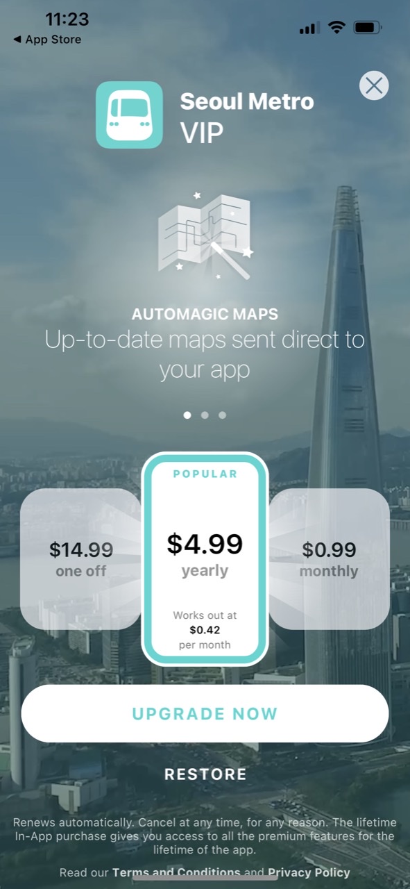 Seoul Metro Subway Map — Paywall Screenshot ($0/mo)