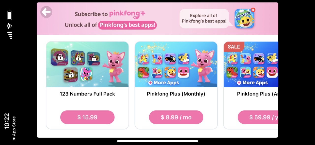 Pinkfong 123 Numbers — Paywall Screenshot ($9K/mo)