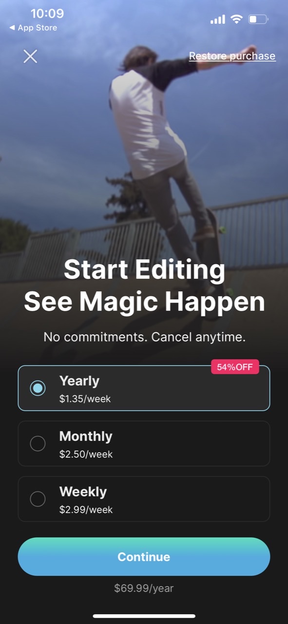 Video Up! Movie maker & editor — Paywall Screenshot ($200K/mo)