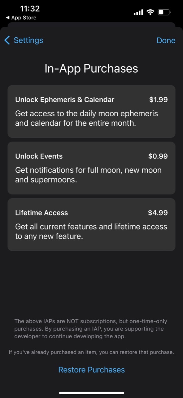 Moon Calendar: LunarSight — Paywall Screenshot ($0/mo)