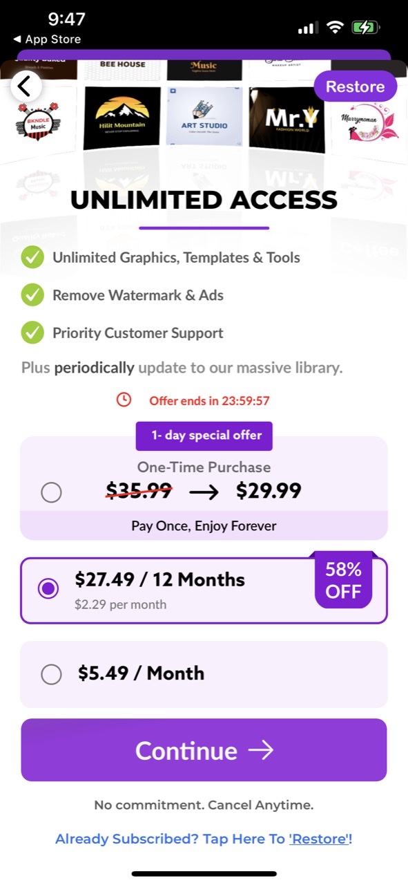 Logo Maker: Logo Design Ideas — Paywall Screenshot ($0/mo)
