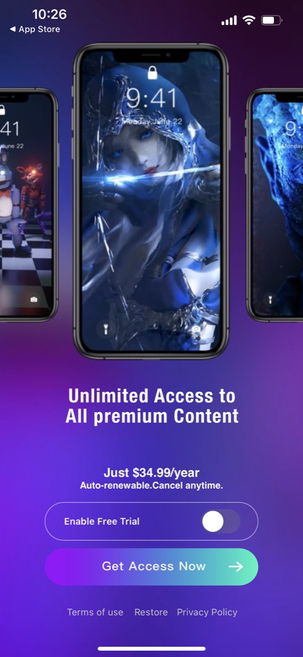 Live Wallpaper 4K: Screen Life — Paywall Screenshot ($7K/mo)