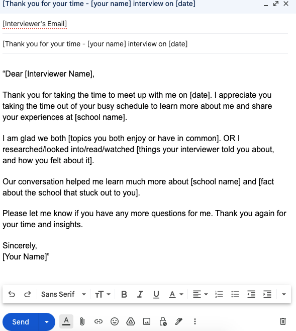 How To Write A College Interview Thank You Email