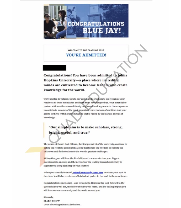 College Acceptance Letters | Quad Education