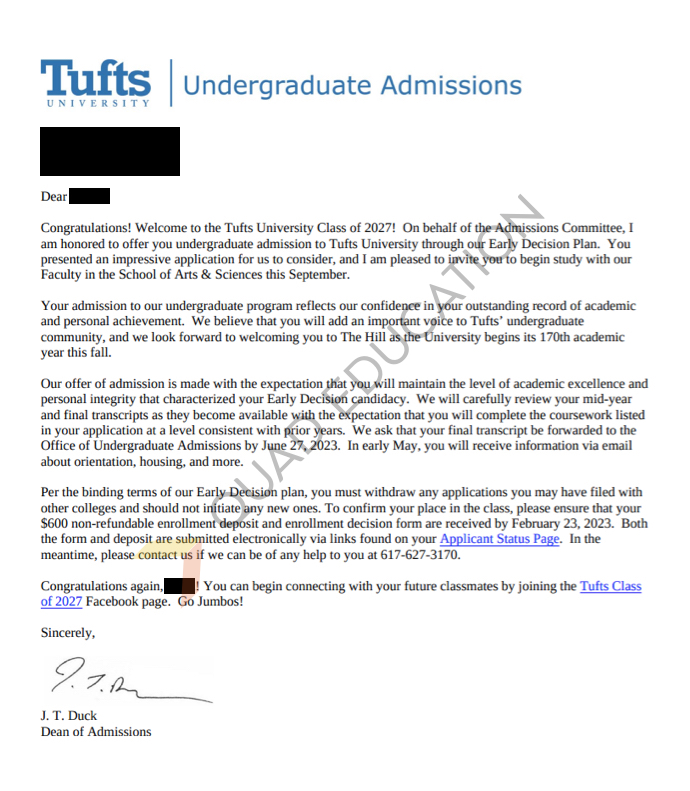 College Acceptance Letters | Quad Education