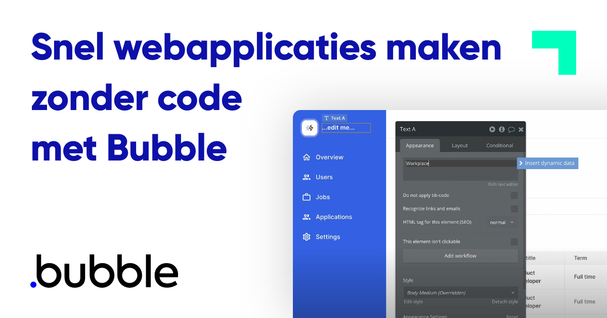 Quickly create web applications without code with Bubble Quickly create web applications without code with Bubble