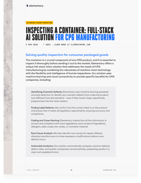 Solving Quality Inspection for CPG Manufacturing