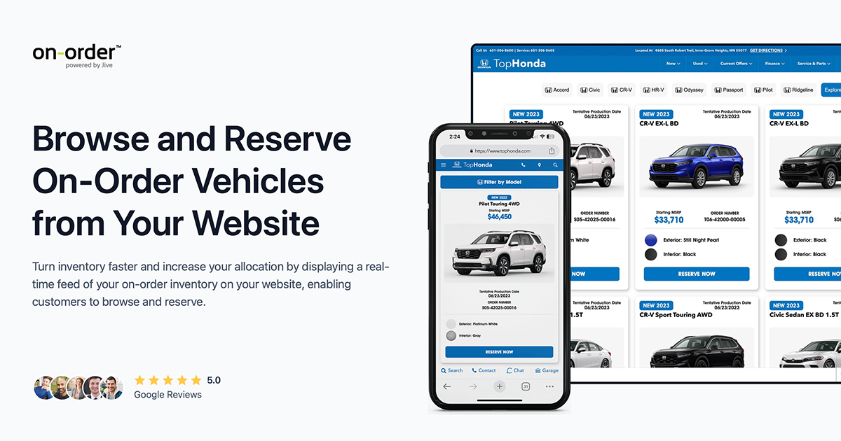 On-order Inventory Management for Auto Dealerships - Powered by Jive
