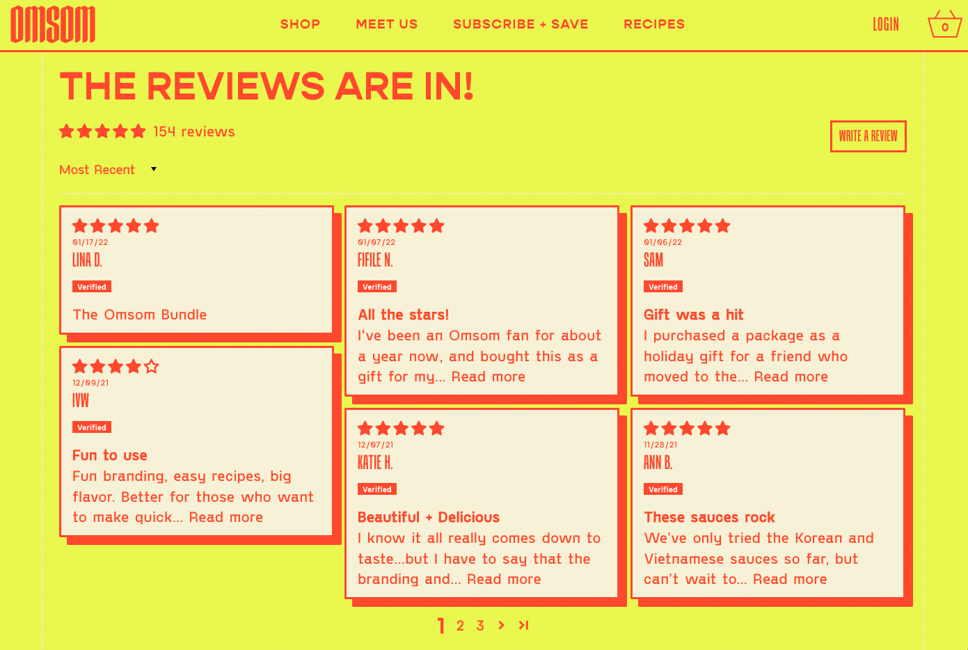 One of 100s of Shopify examples: Omsom Reviews