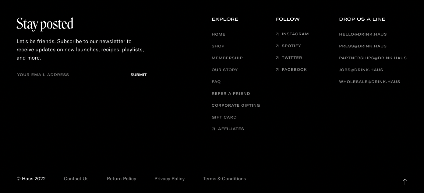 One of 100s of Shopify examples: Haus Footer