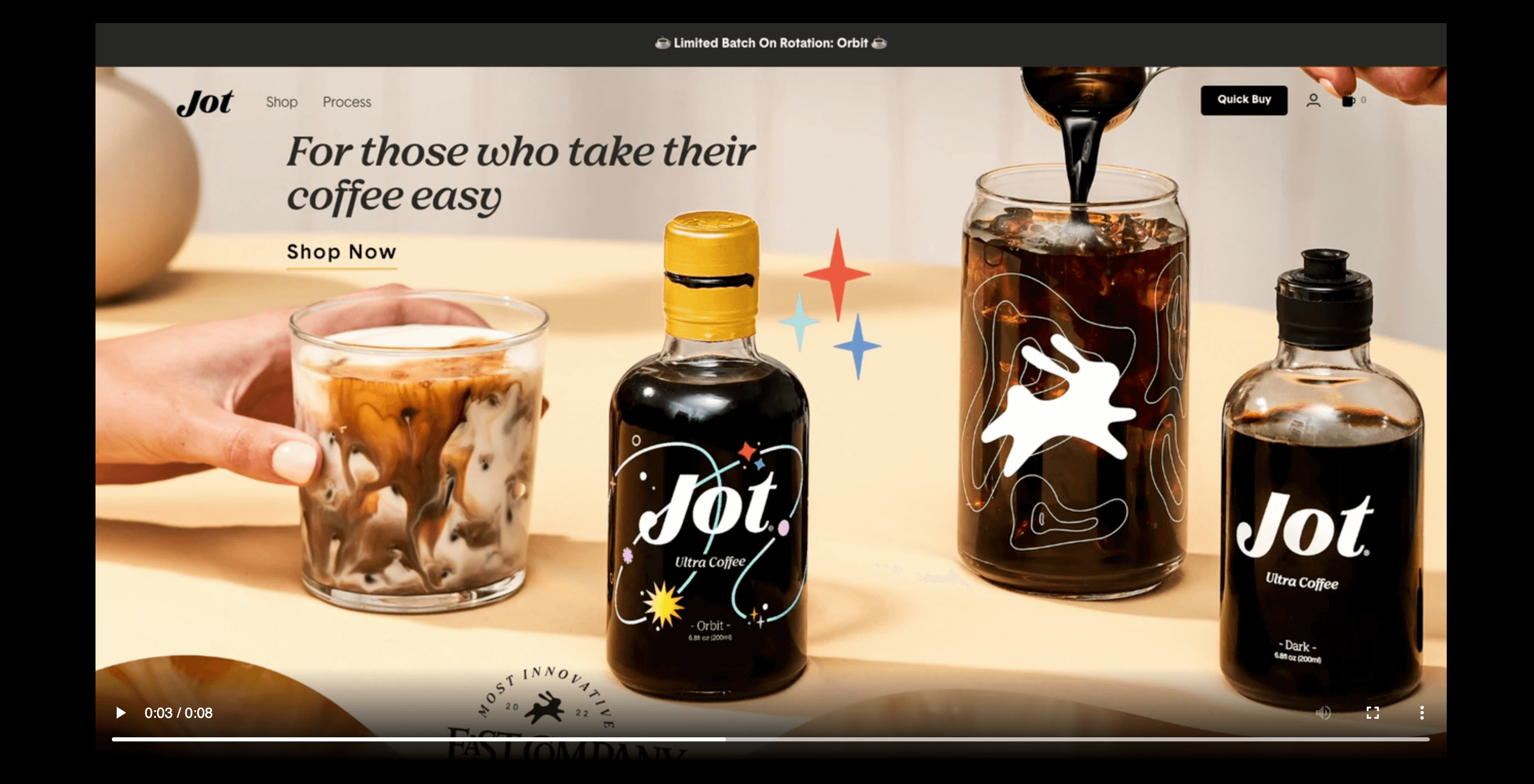 One of 100s of Shopify examples: Jot Hero