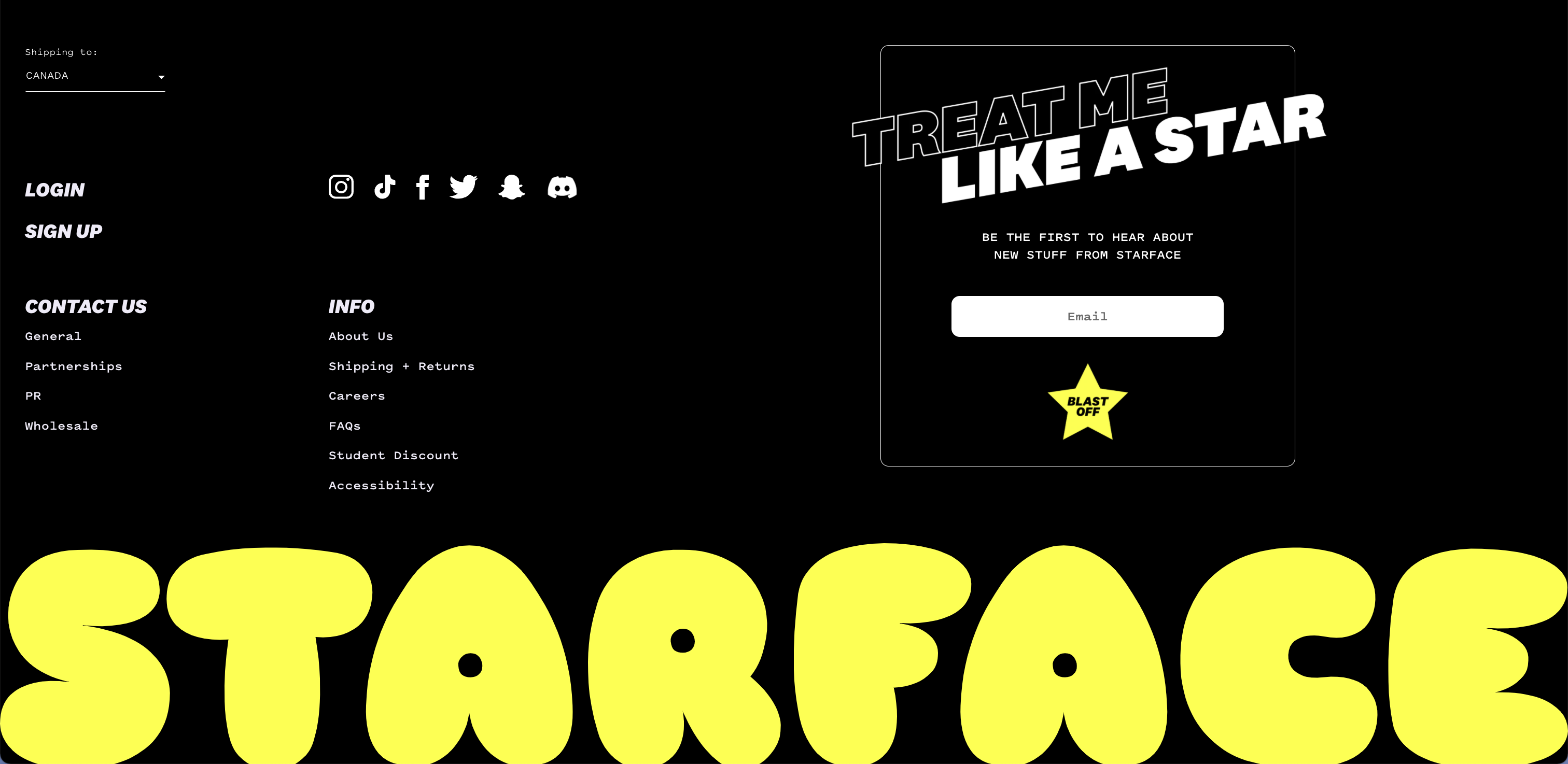 One of 100s of Shopify examples: Starface Footer