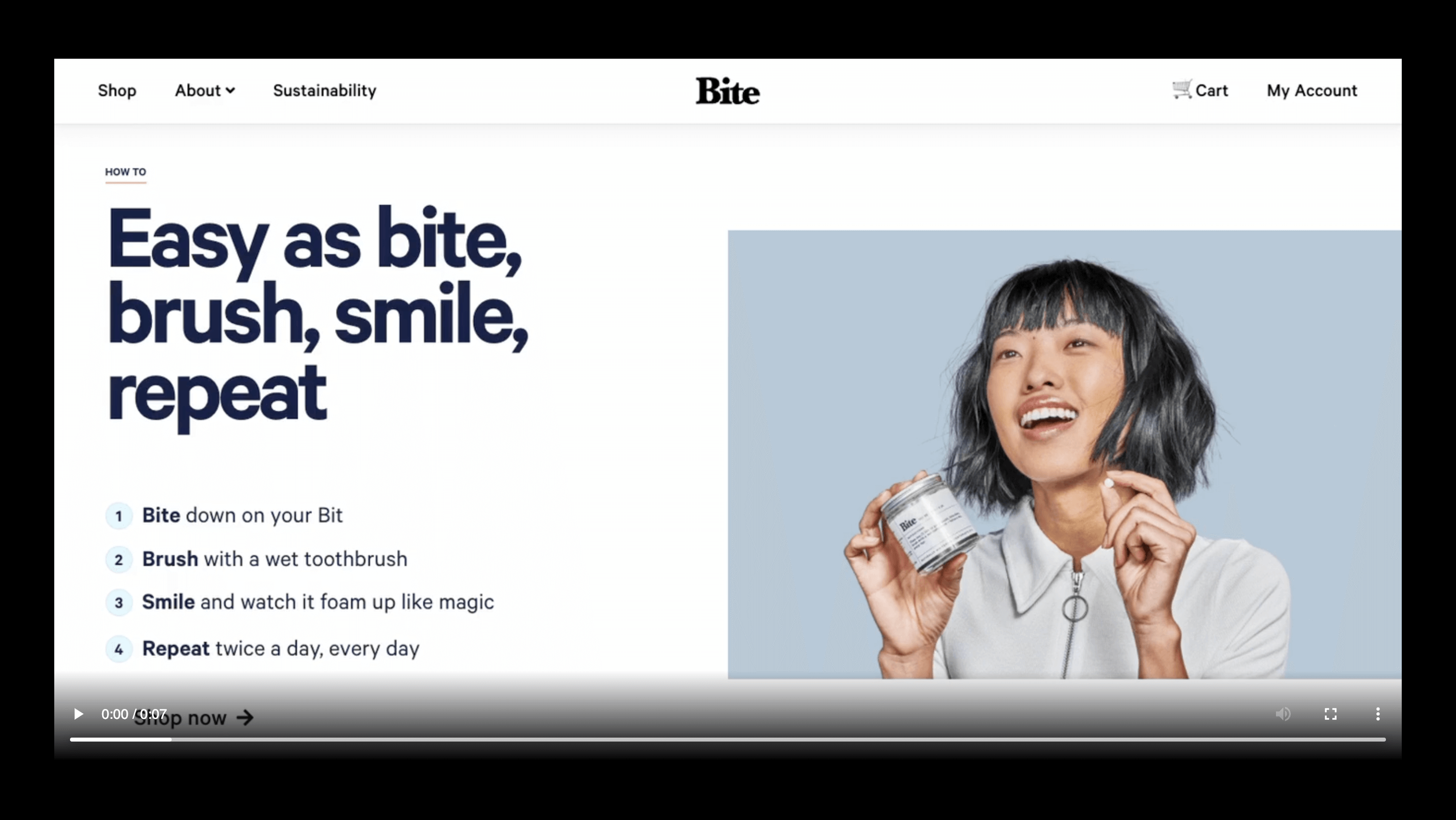 One of 100s of Shopify examples: Bite How it works