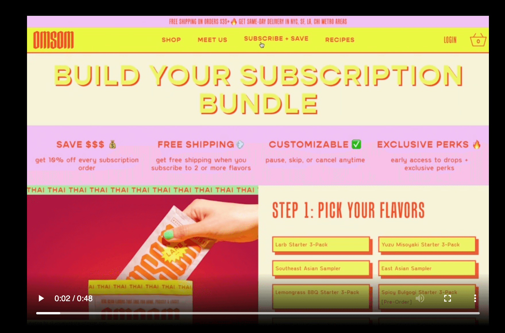 One of 100s of Shopify examples: Omsom Subscription
