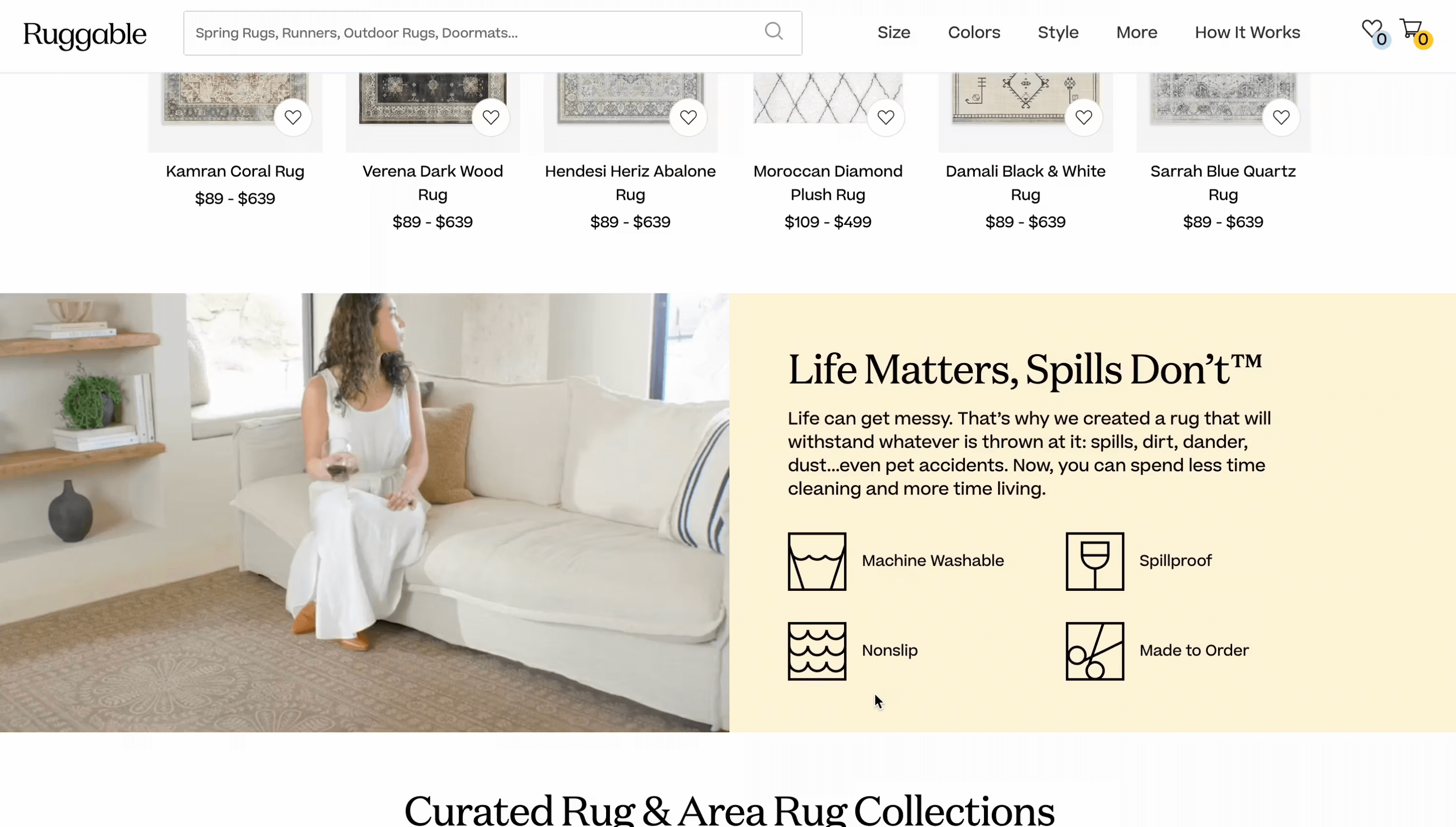 One of 100s of Shopify examples: Ruggable Benefits