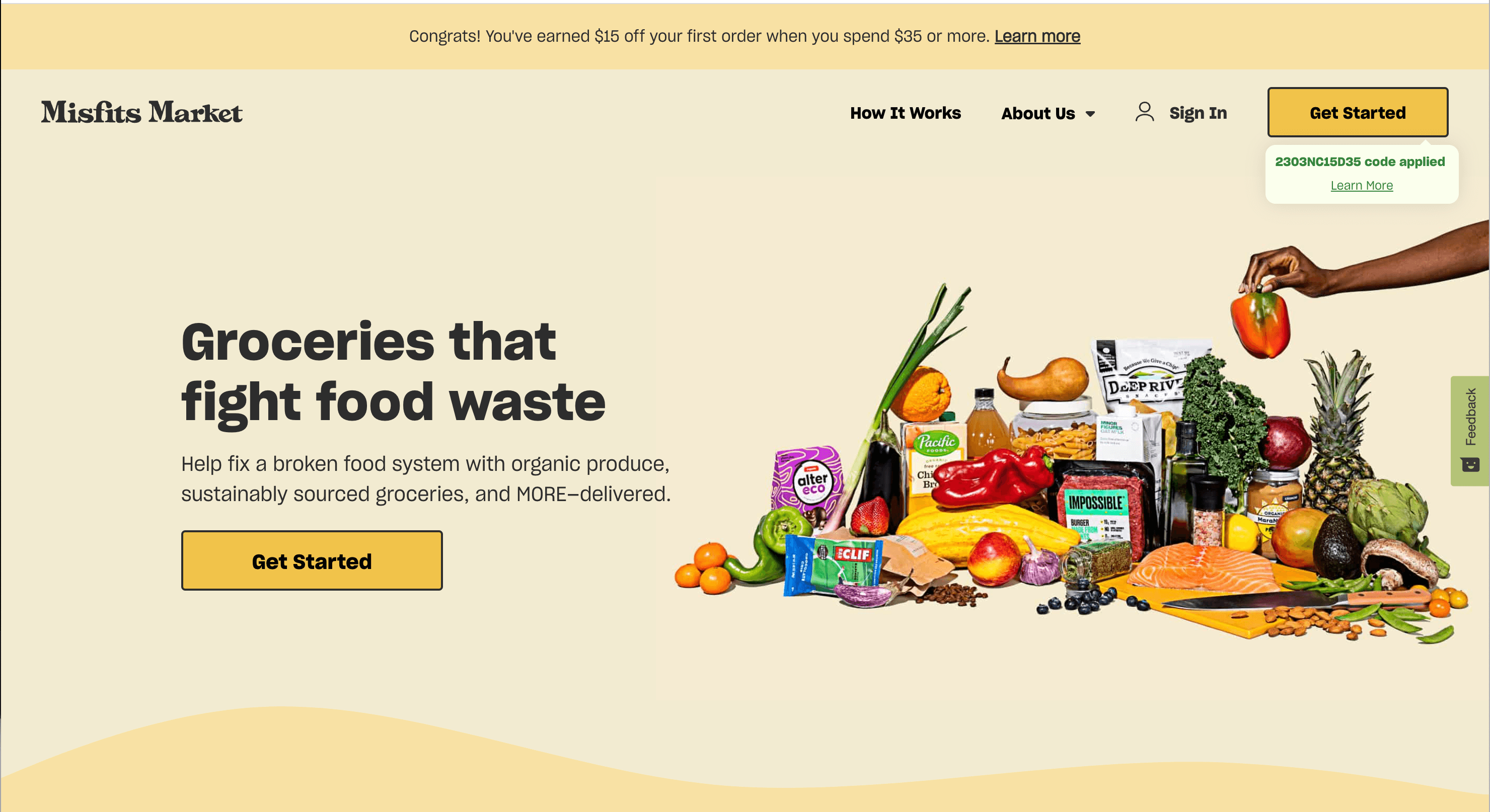 One of 100s of Shopify examples: Misfits Hero