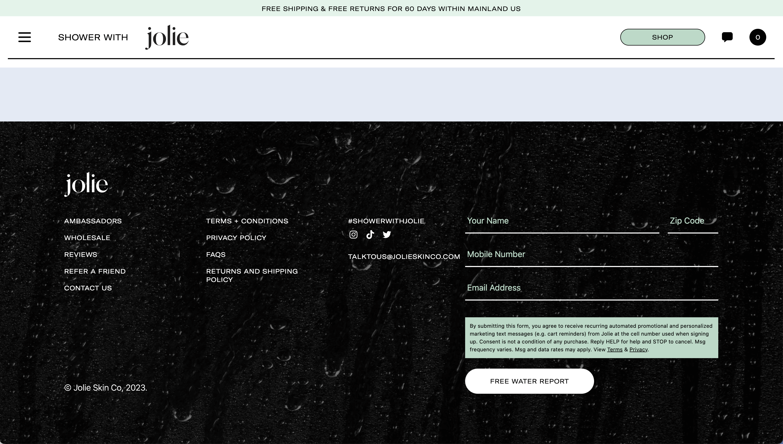 One of 100s of Shopify examples: Jolie Footer