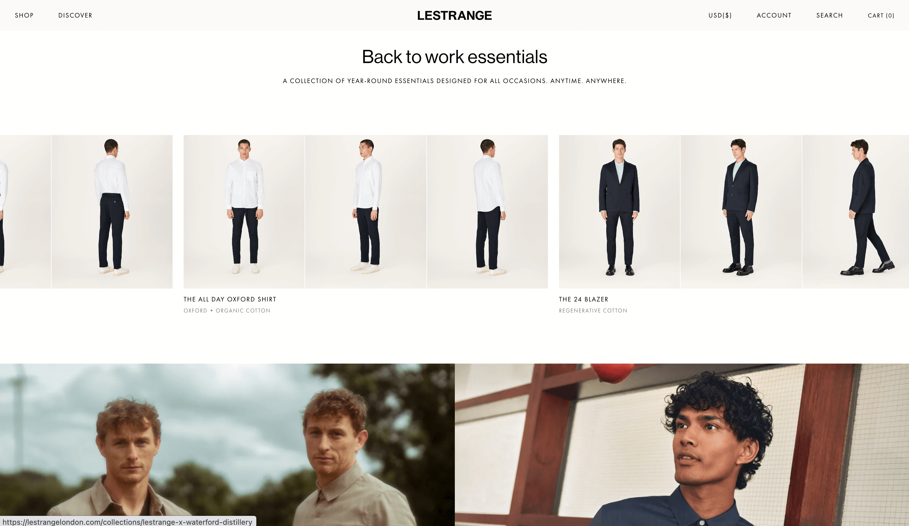 One of 100s of Shopify examples: L'estrange collection animation