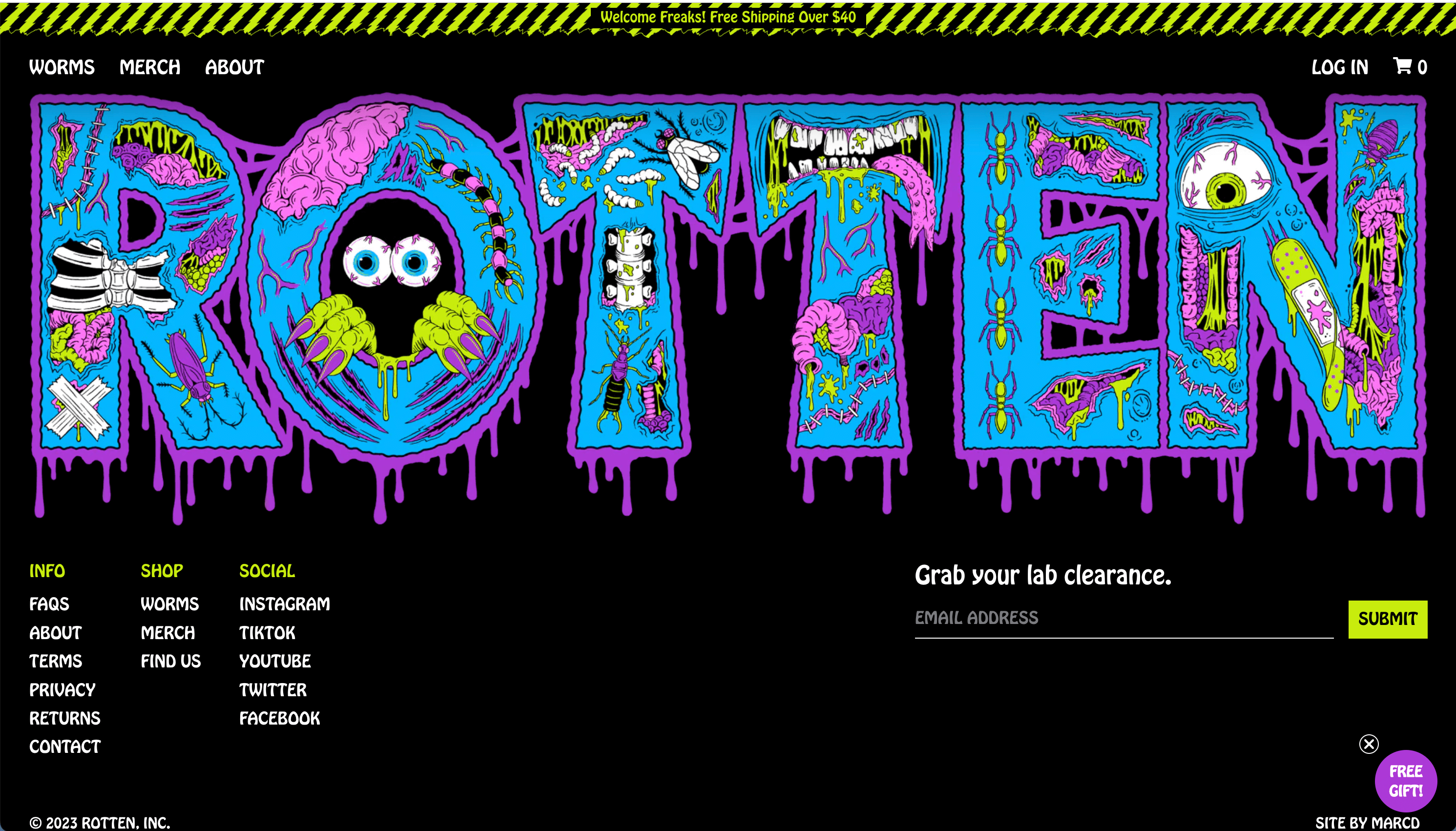 One of 100s of Shopify examples: Rotten Footer