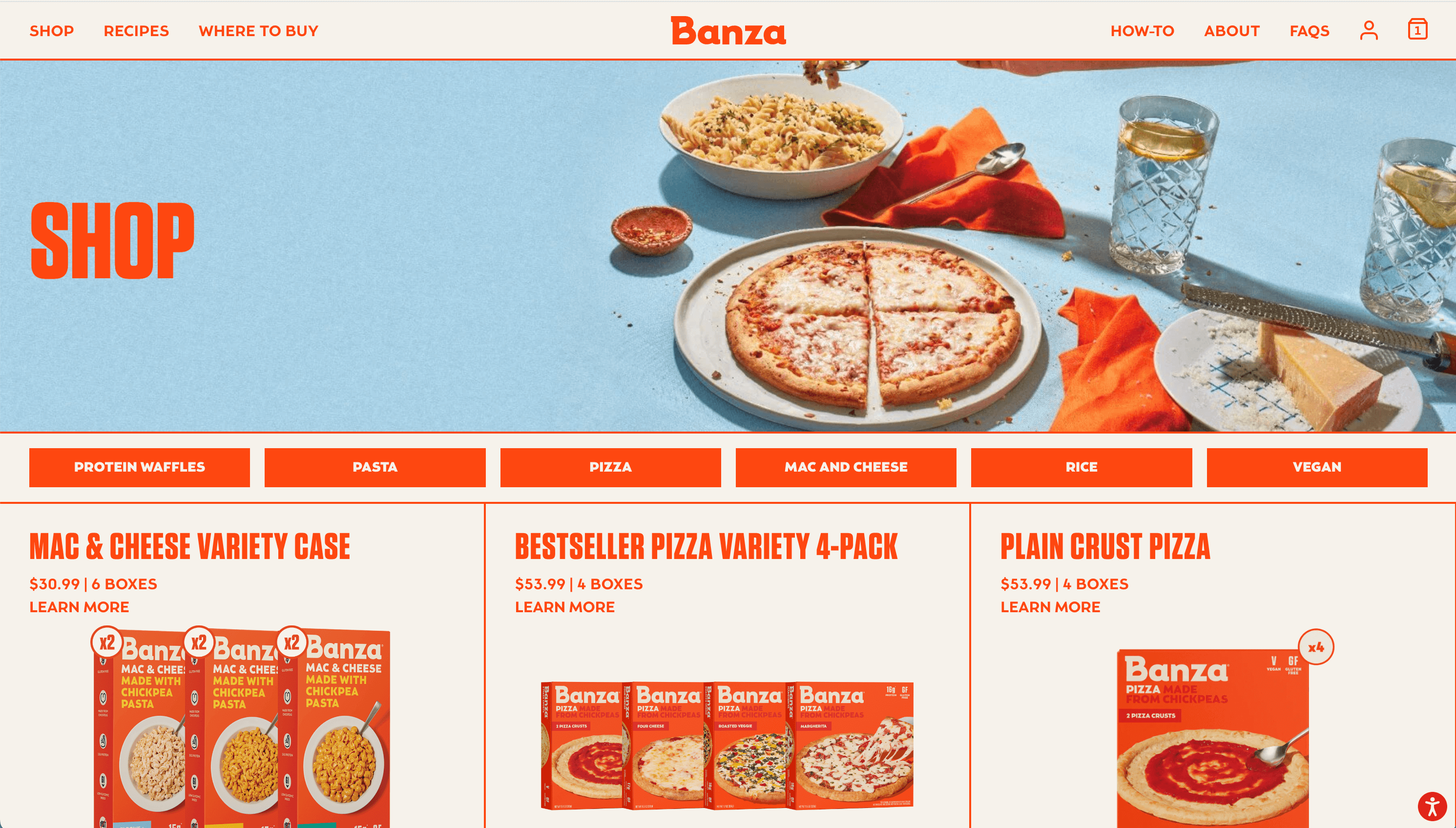 One of 100s of Shopify examples: Banza Collection