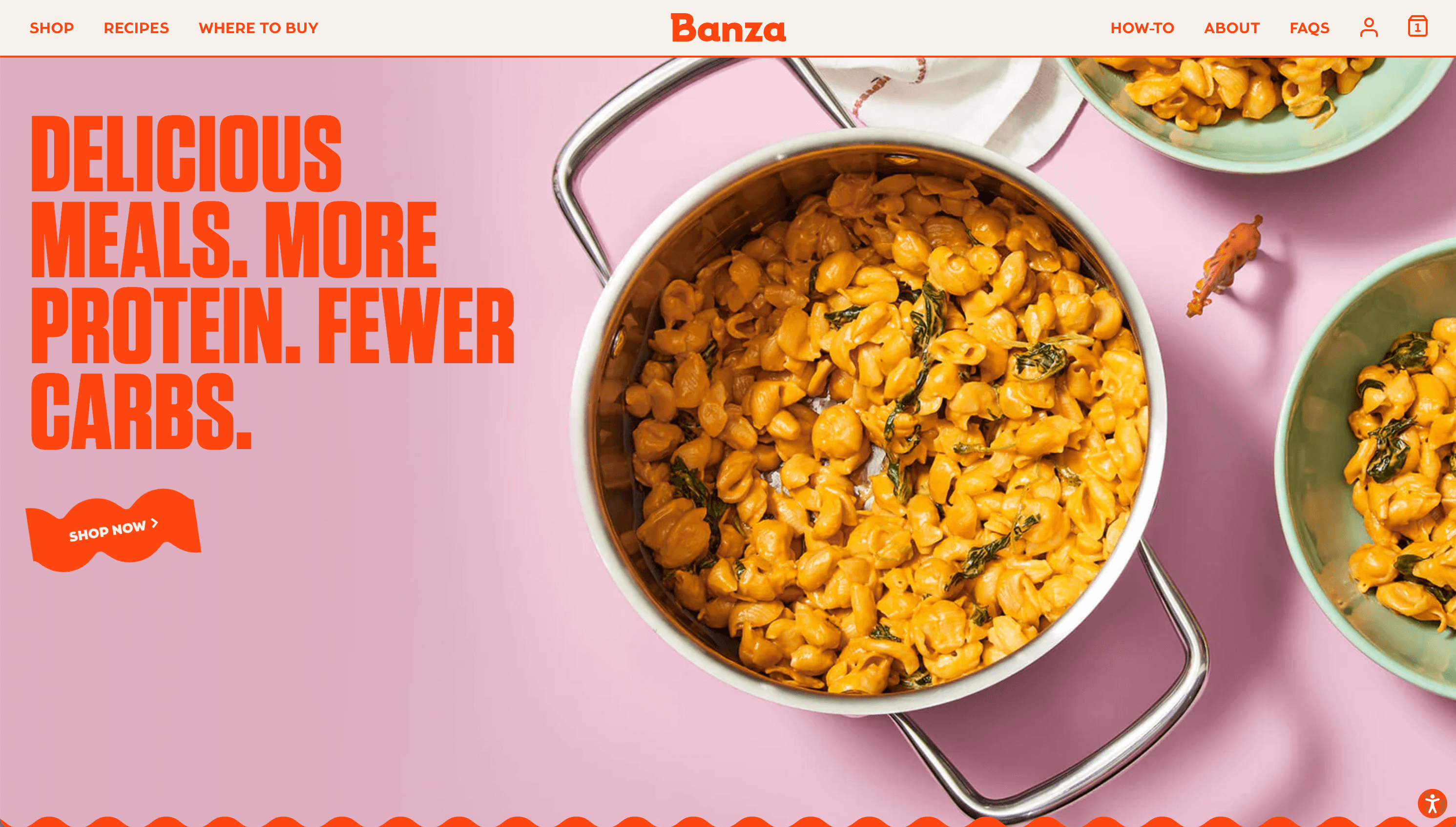 One of 100s of Shopify examples: Banza Hero