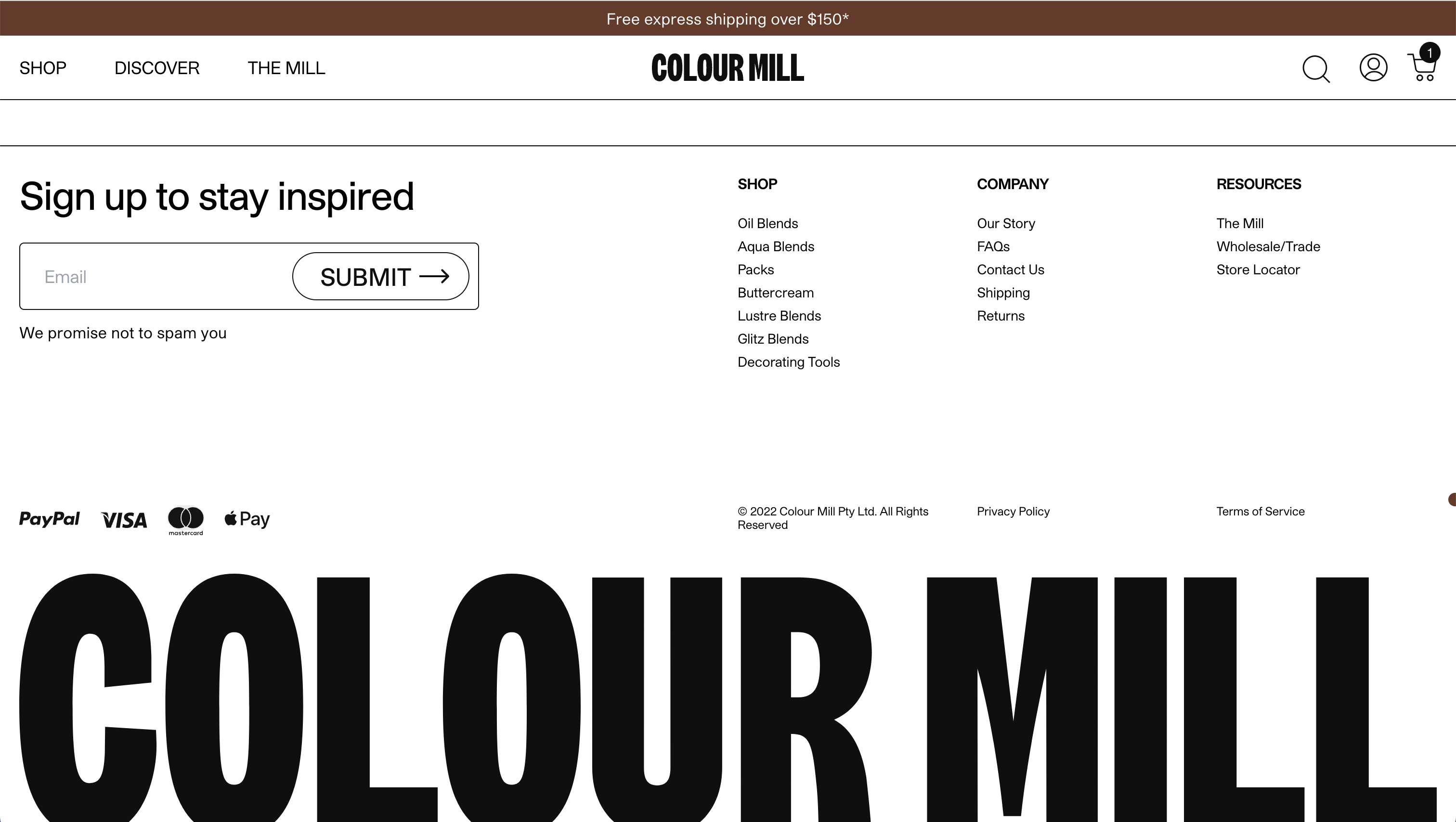One of 100s of Shopify examples: Colour Mill footer