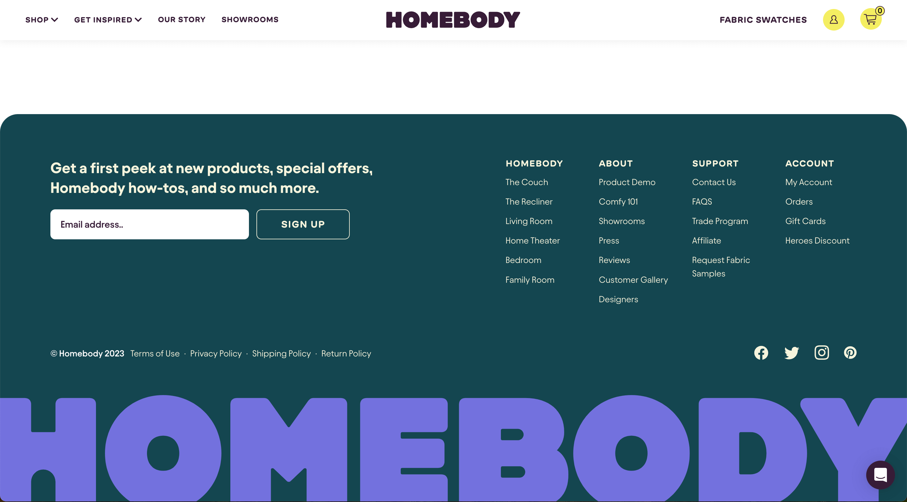One of 100s of Shopify examples: Homebody Footer