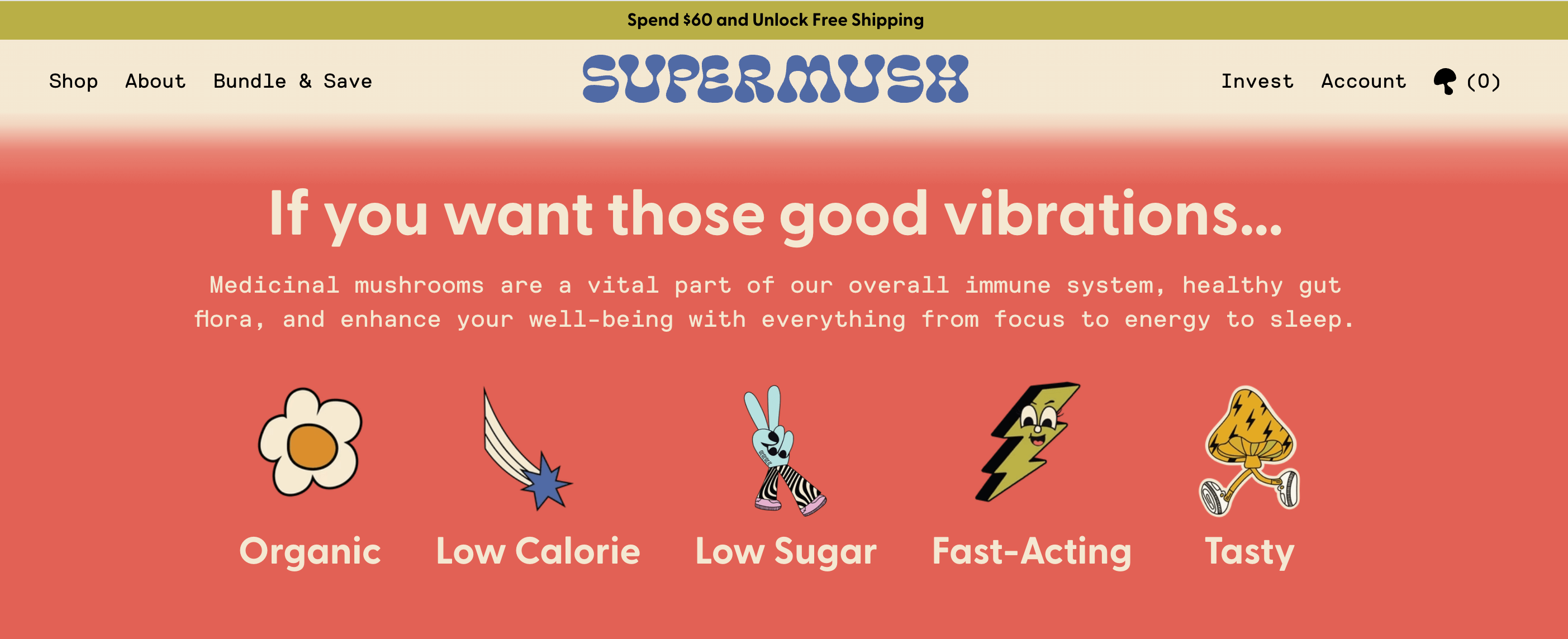 One of 100s of Shopify examples: Supermush illustration