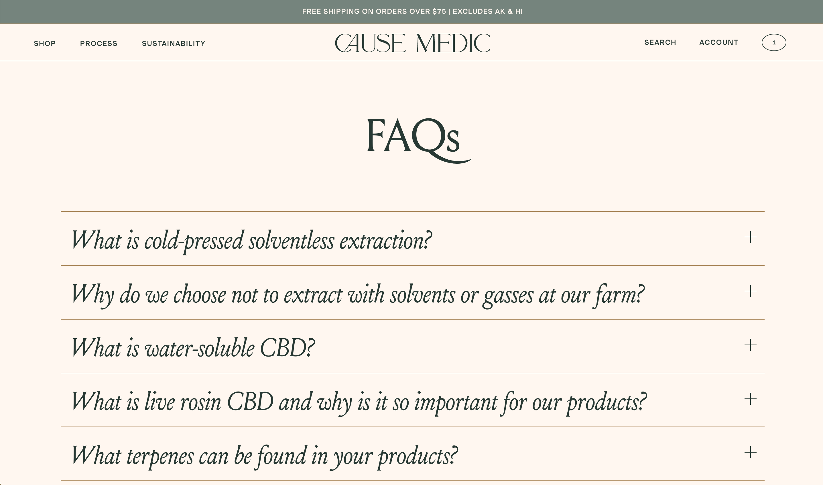 One of 100s of Shopify examples: Cause Medic FAQ