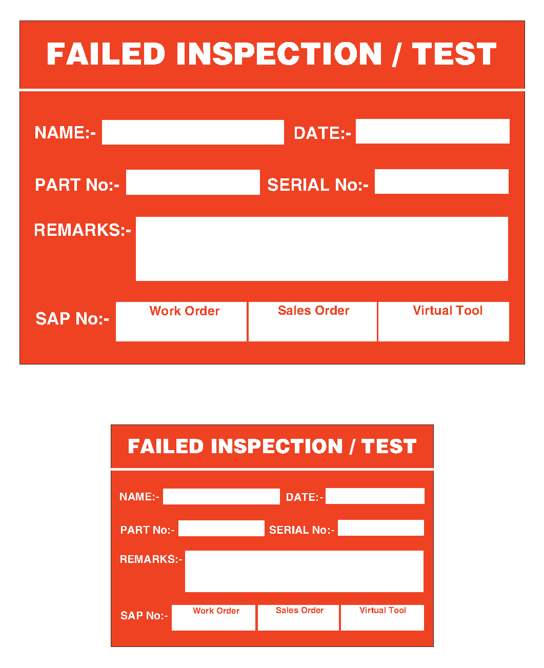 125x85mm - Failed Inspection | Dena Screenprint Aberdeen | Quality Tags ...