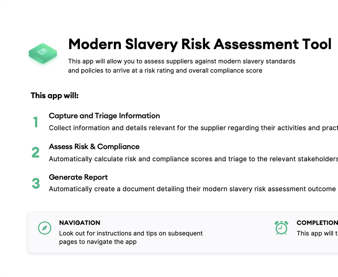 Modern Slavery Risk Assessment Tool - Checkbox