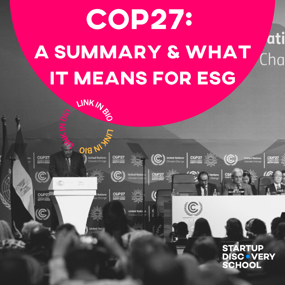 COP27: A Summary and What It Means for ESG — Startup Discovery School