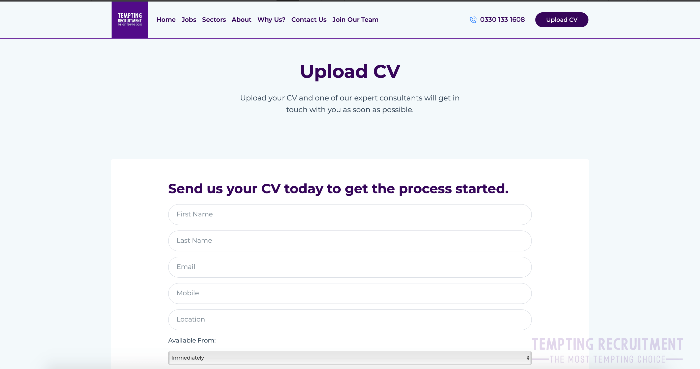 Upload Your CV – Tempting Recruitment
