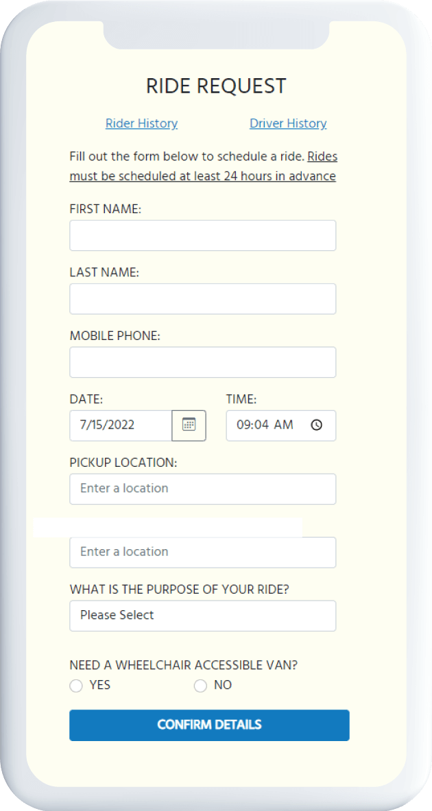 Book A Ride & Monitor Progress | Engage by Cell